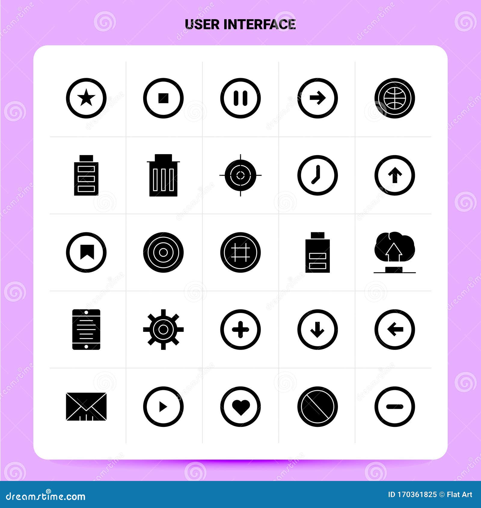 Solid 25 User Interface Icon Set. Vector Glyph Style Design Black Icons ...