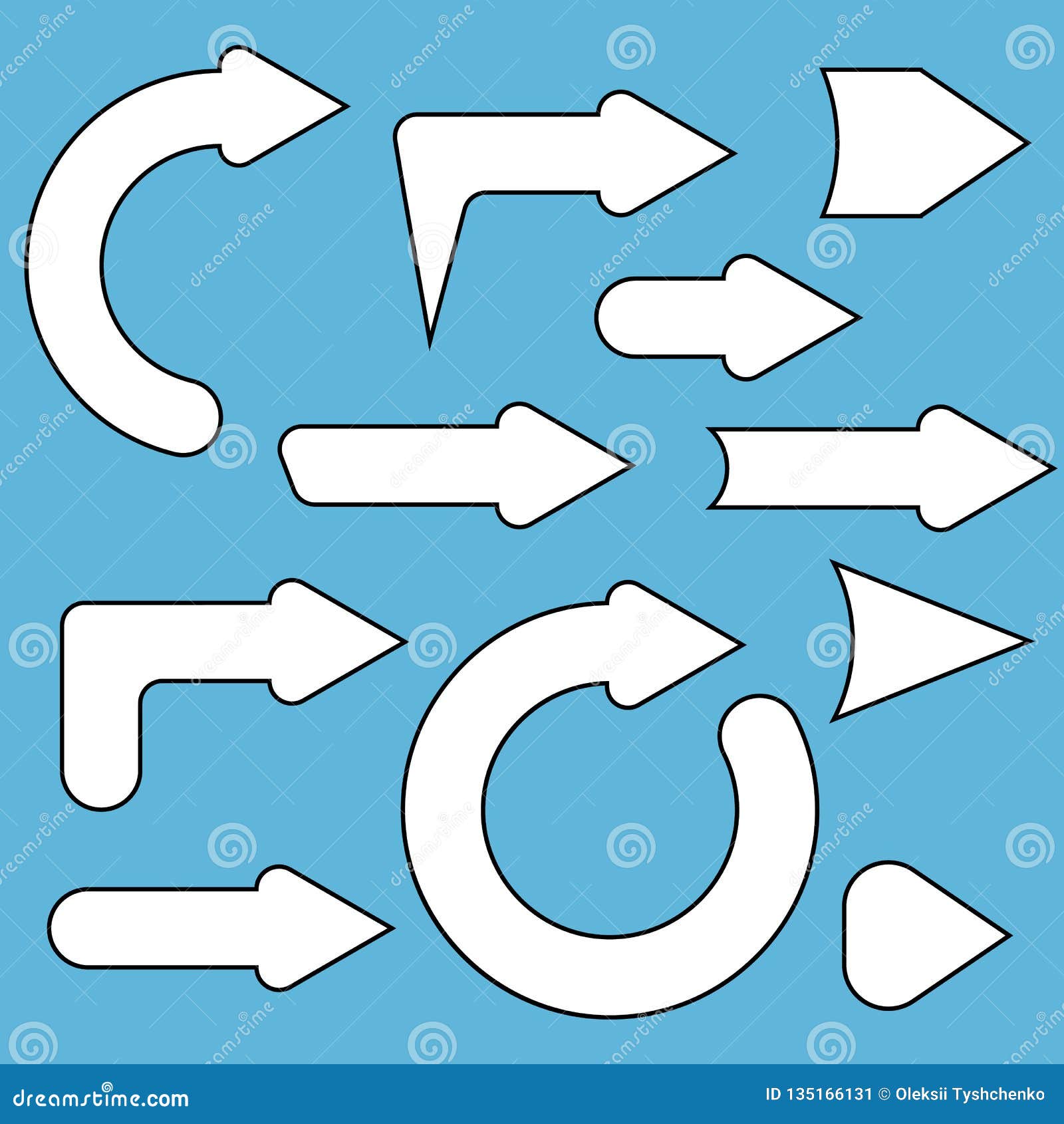 Solid Vector White Line Drawn Arrows Stock Vector - Illustration of ...