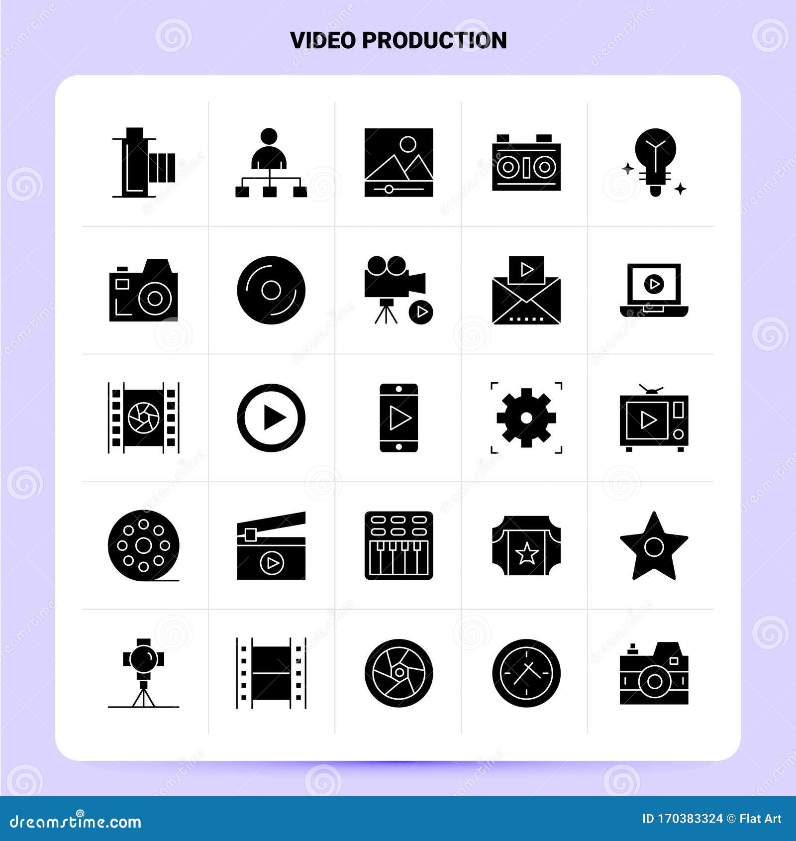 Solid 25 Video Production Icon Set. Vector Glyph Style Design Black Icons Set Stock Vector ...
