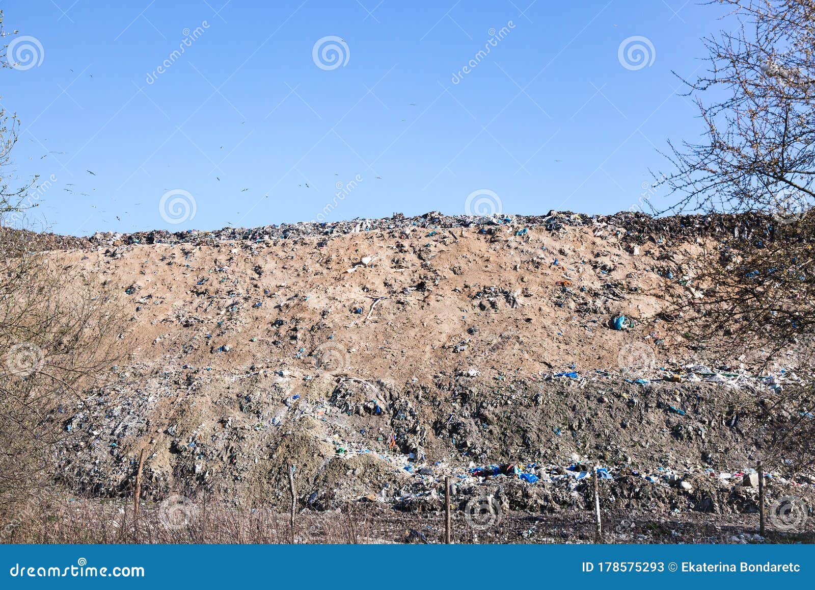 Solid Waste Dump, a Huge Pile of Garbage Behind the Fence. Stock Image ...