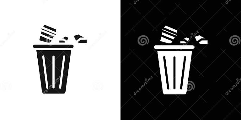 Solid Waste Icon Flat Vector Set Outline Stock Vector - Illustration of ...