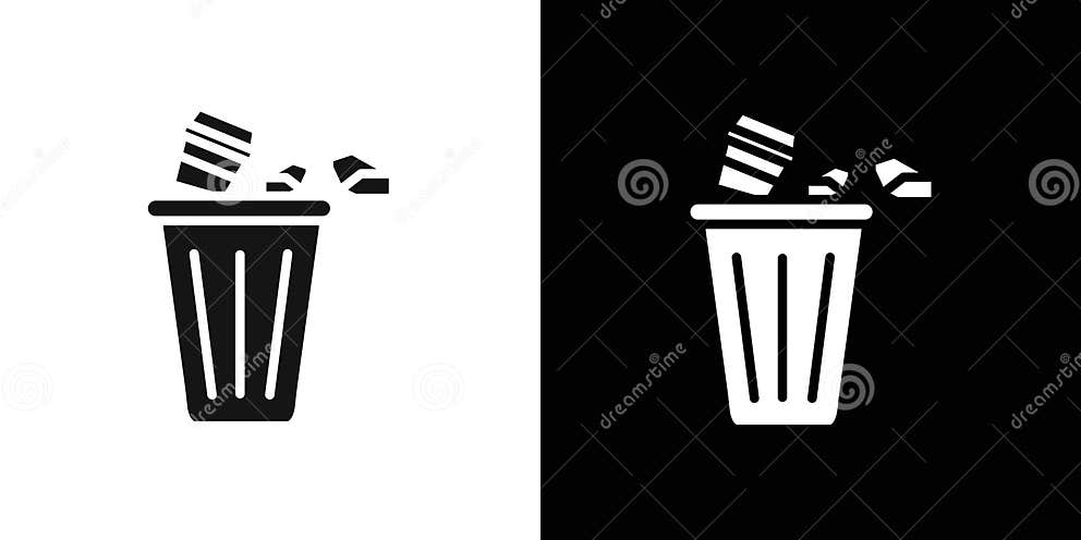 Solid Waste Icon Flat Vector Set Outline Stock Vector - Illustration of ...