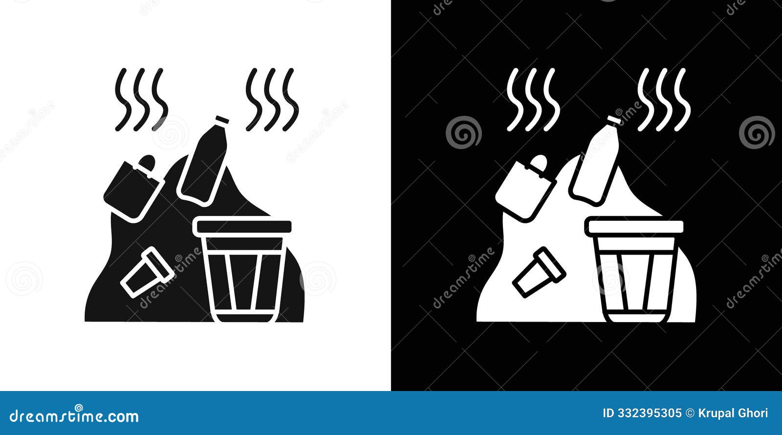 Solid Waste Icon Flat Line Symbol Set Stock Illustration - Illustration ...