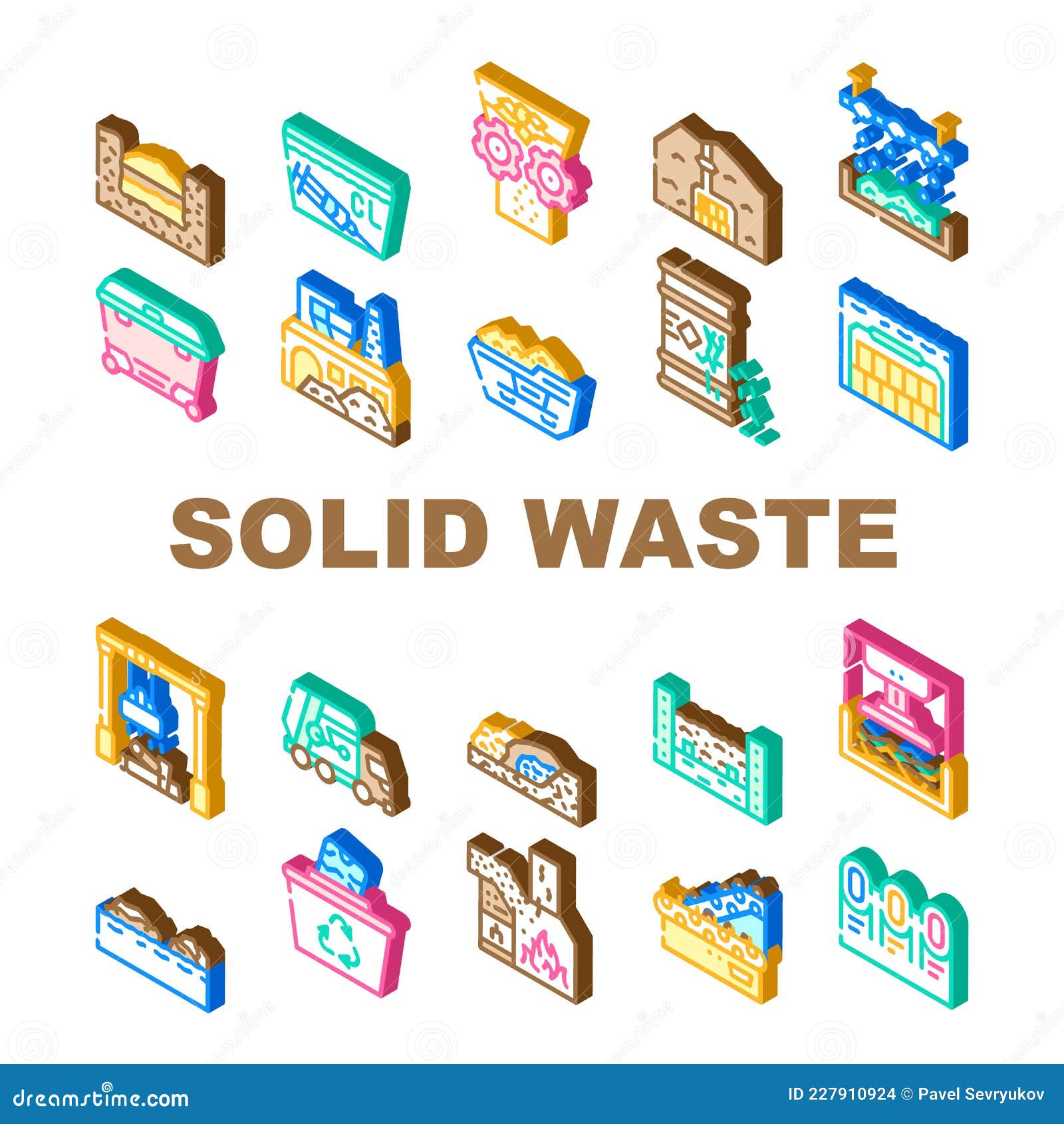 Solid Waste Management Business Icons Set Vector Stock Vector ...