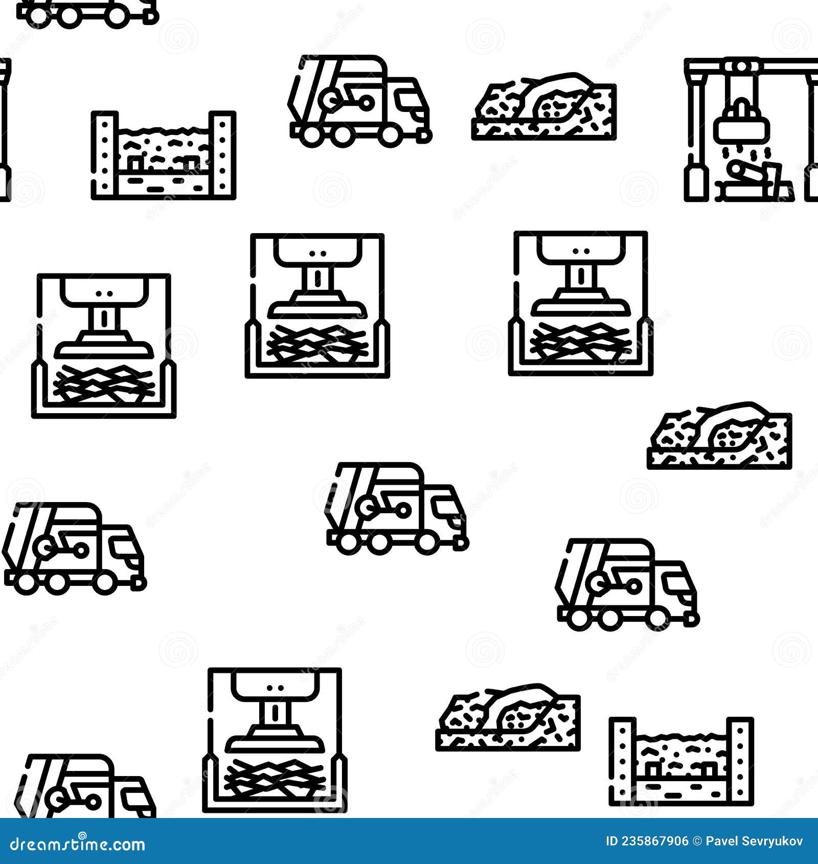 Solid Waste Management Business Vector Seamless Pattern Stock Vector ...