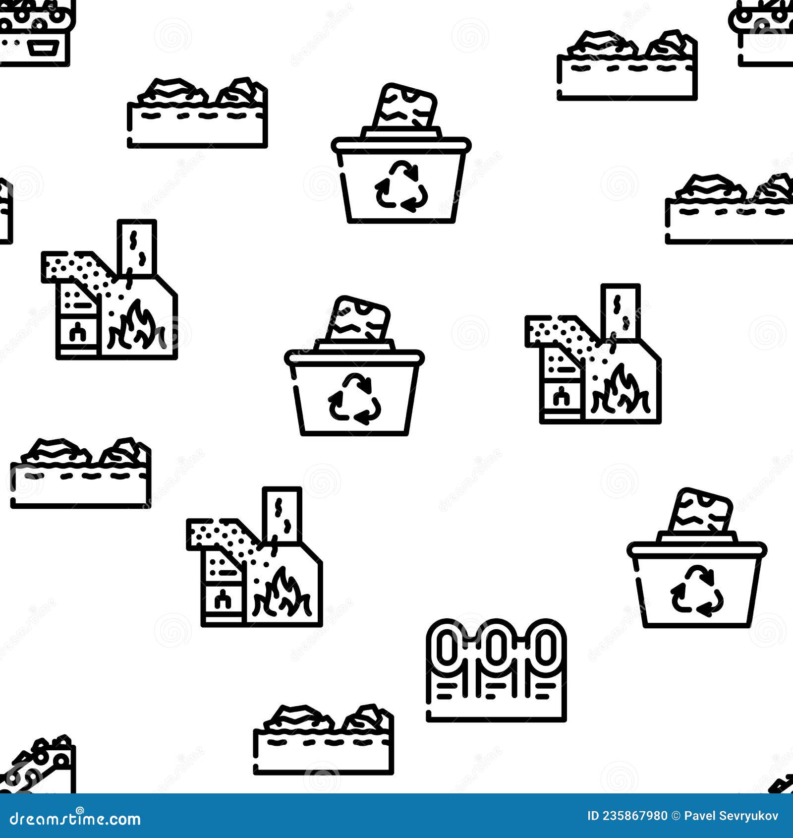 Solid Waste Management Business Vector Seamless Pattern Stock Vector ...