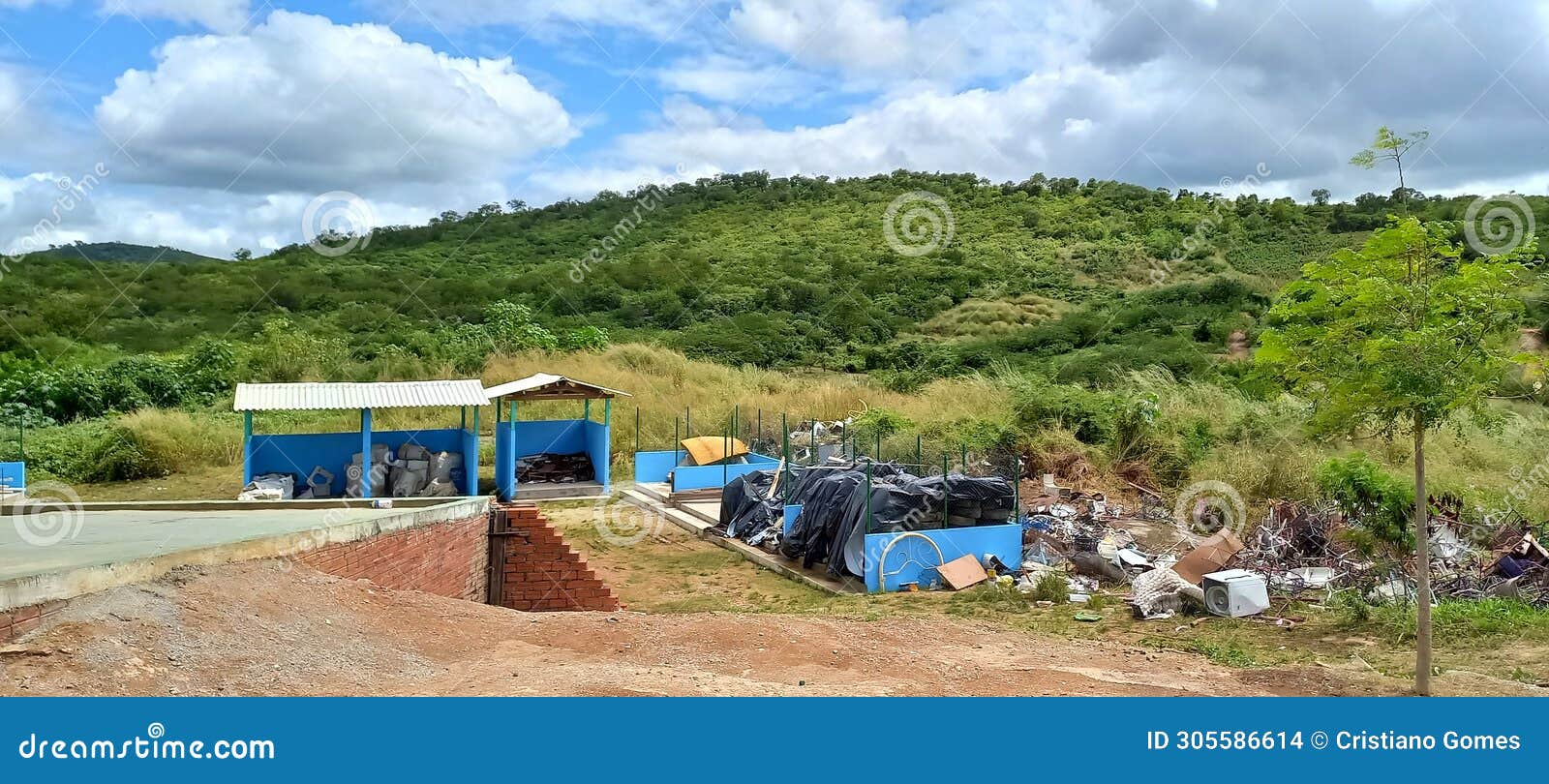 Solid waste recycling unit stock photo. Image of bays - 305586614