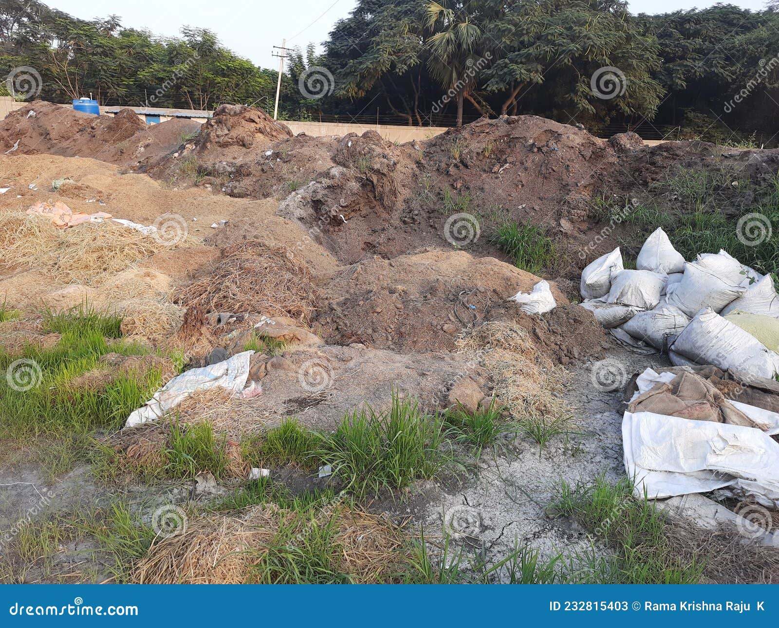 Solid waste of rice mill stock image. Image of terrain - 232815403