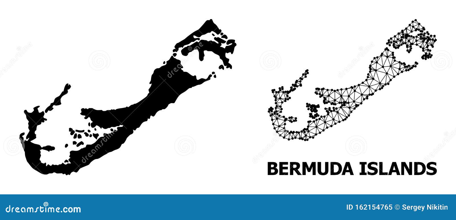 Solid and Wire Frame Map of Bermuda Islands Stock Vector - Illustration ...