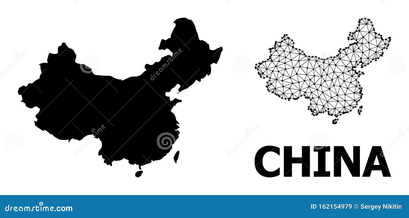Solid and Wire Frame Map of China Stock Vector - Illustration of ...
