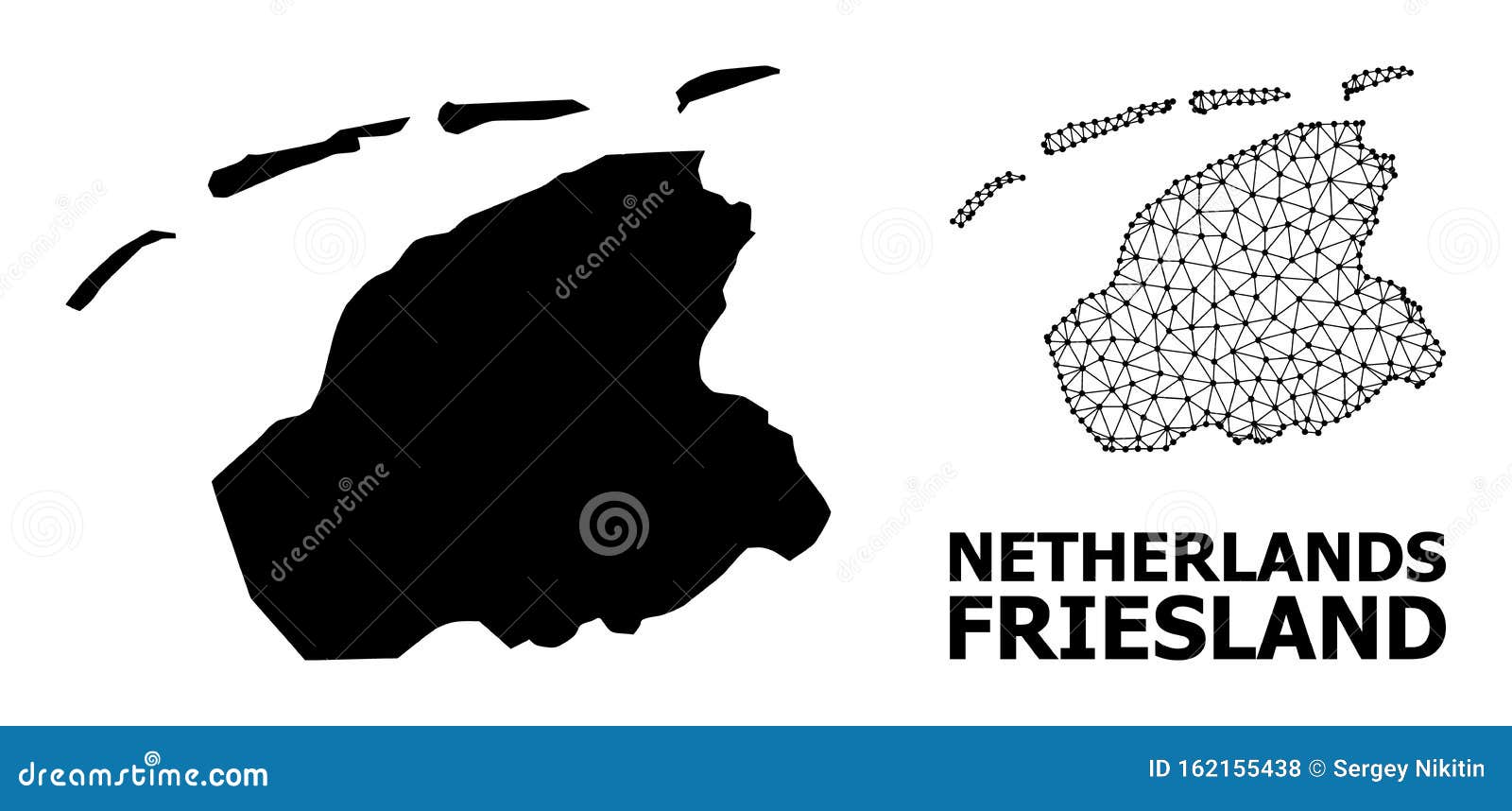 2D Polygonal Map Of Friesland Province With Red Stars Cartoon Vector ...