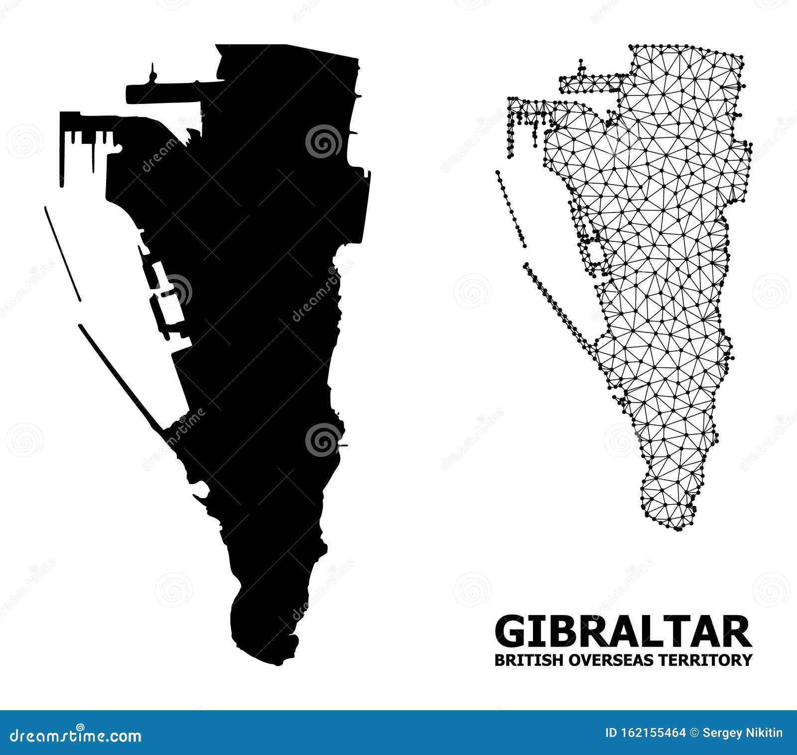 Solid and Wire Frame Map of Gibraltar Stock Vector - Illustration of ...