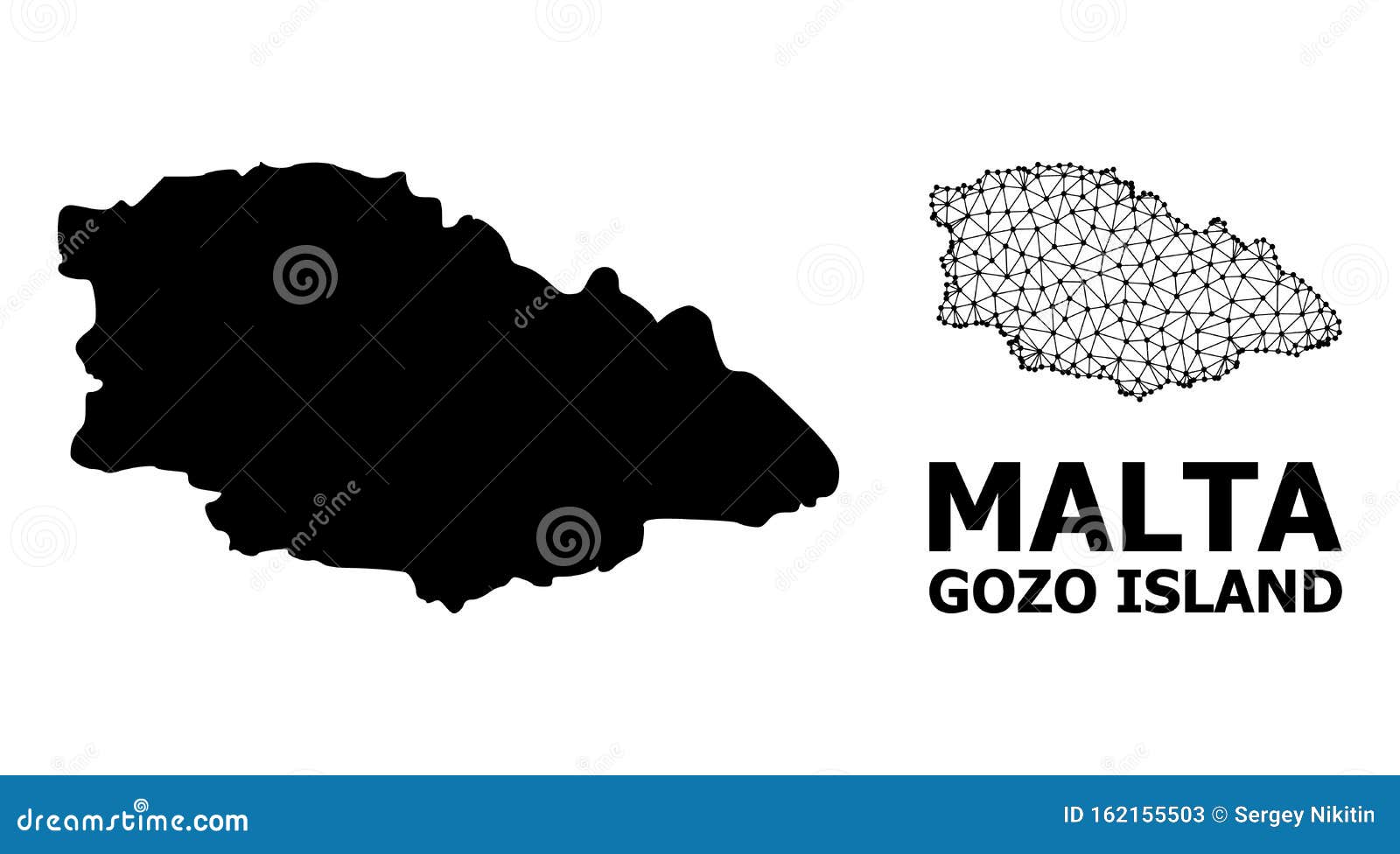 Solid and Wire Frame Map of Gozo Island Stock Vector - Illustration of ...