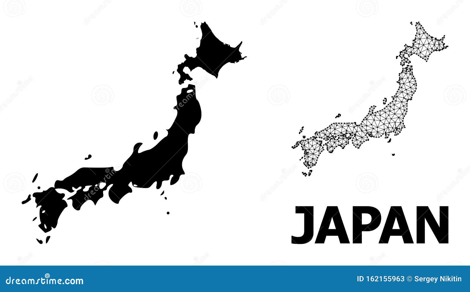 Solid and Wire Frame Map of Japan Stock Vector - Illustration of ...