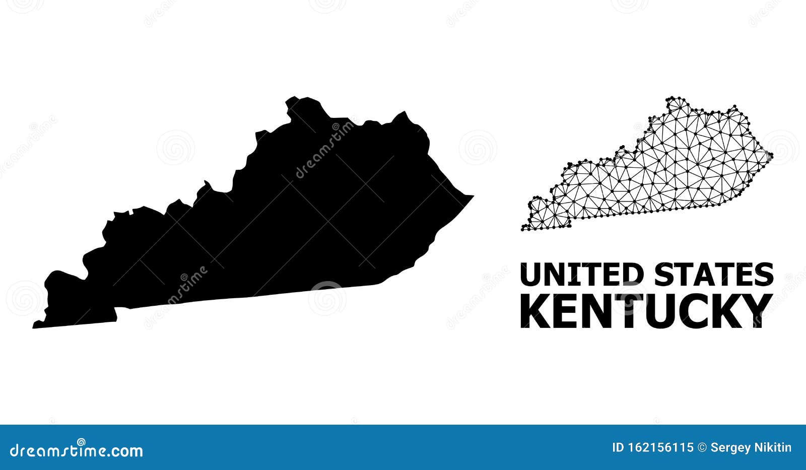 Solid and Wire Frame Map of Kentucky State Stock Vector - Illustration ...