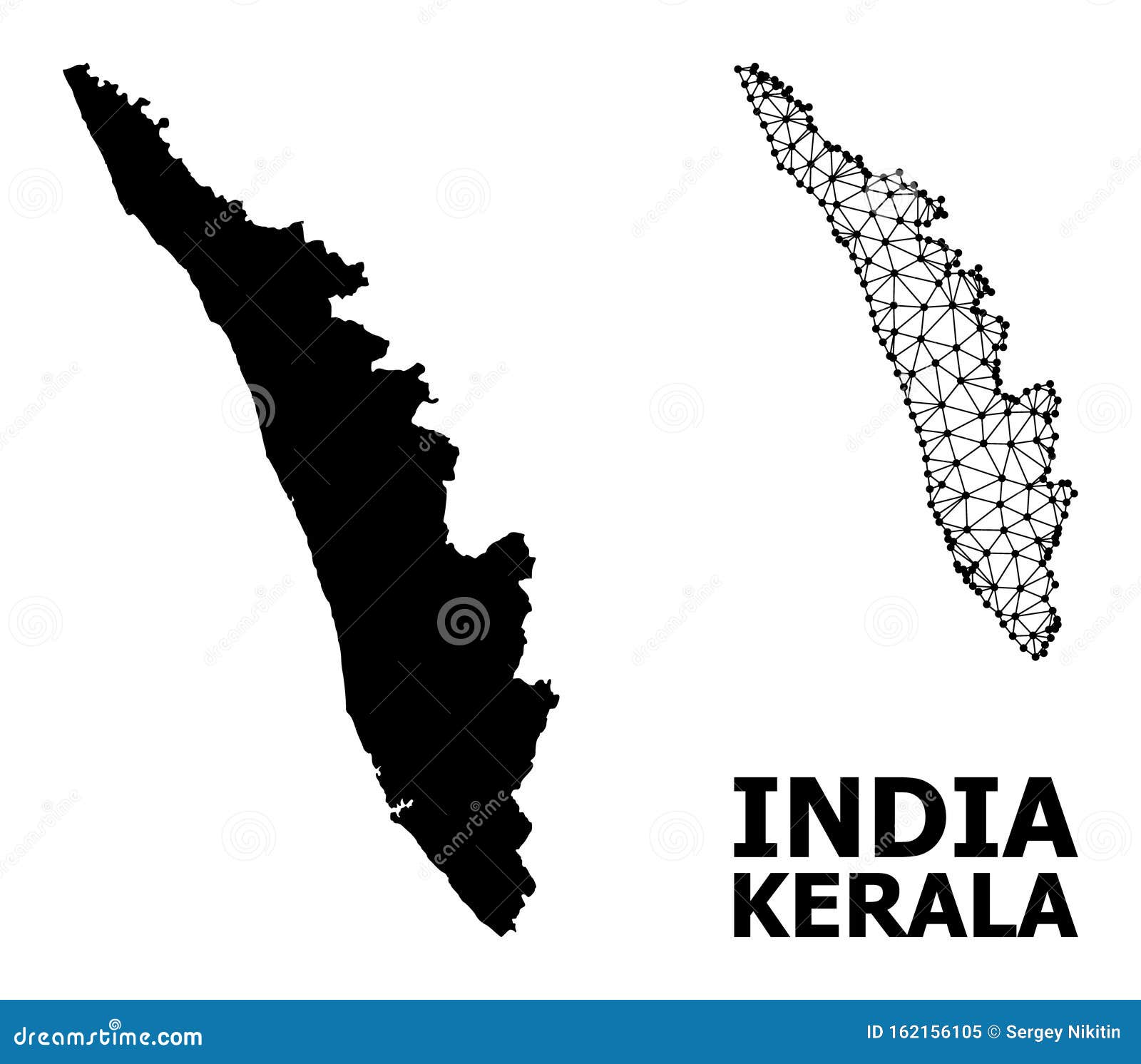 Solid and Wire Frame Map of Kerala State Stock Vector - Illustration of ...