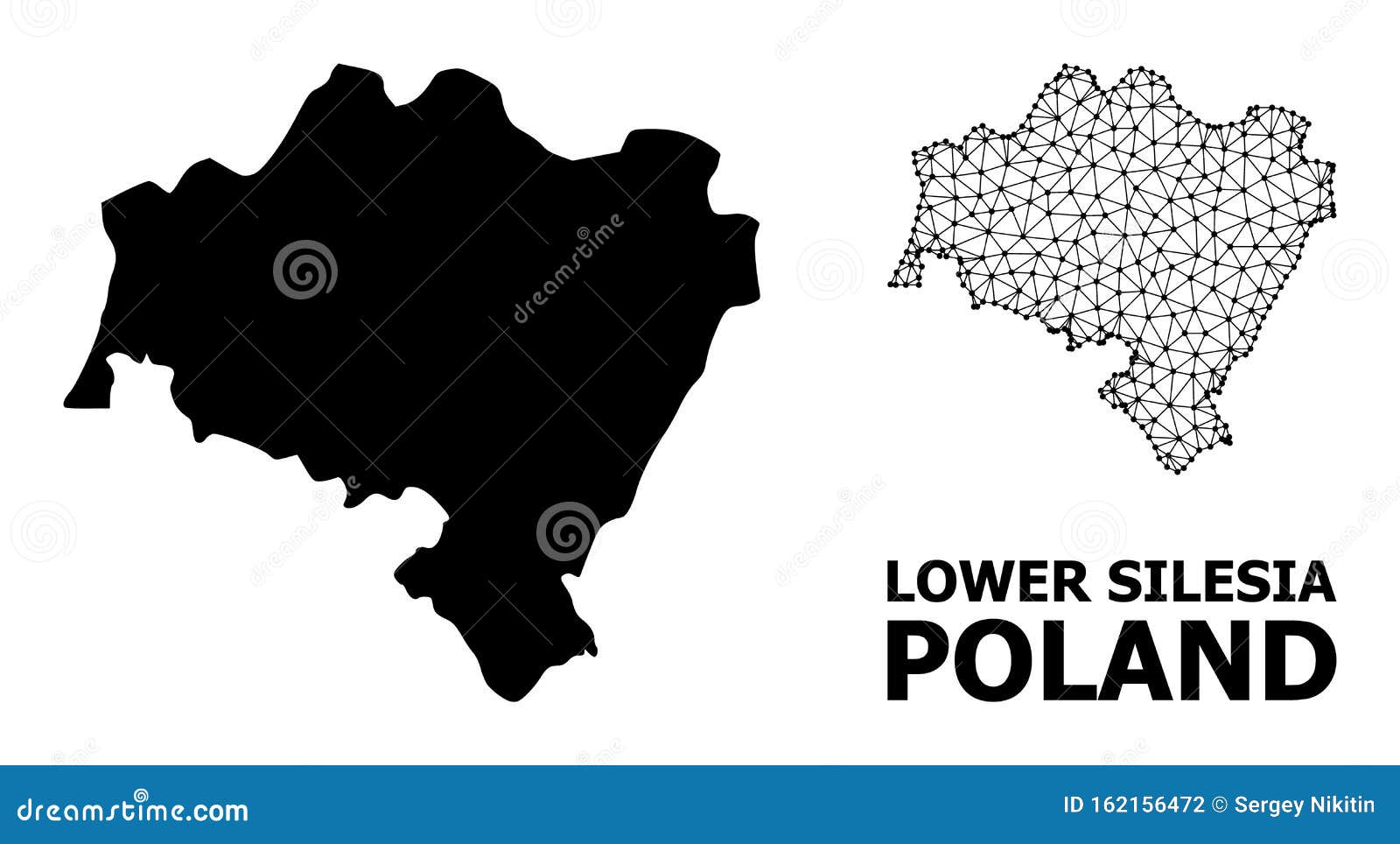 Solid and Wire Frame Map of Lower Silesia Province Stock Vector ...