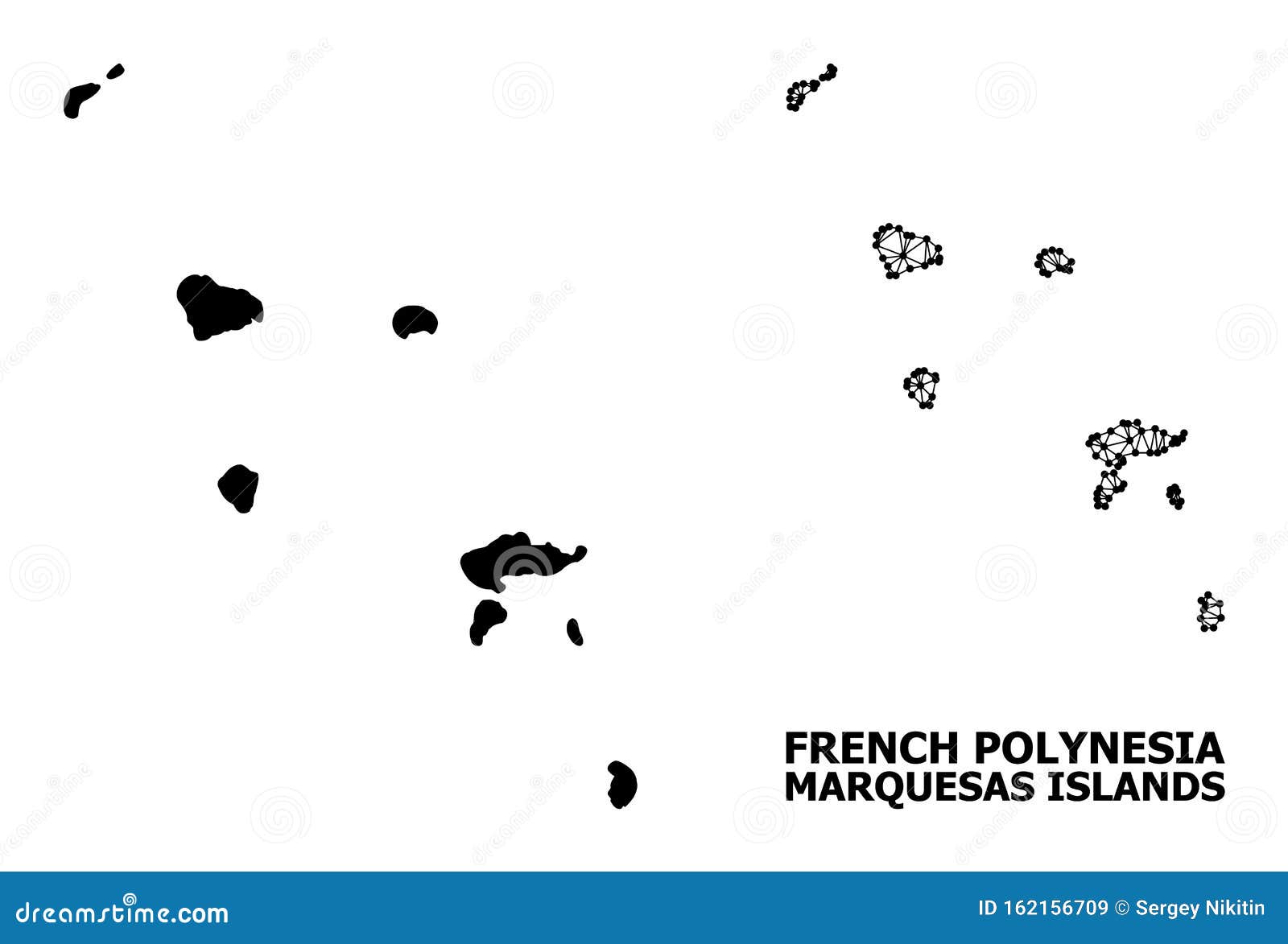 Solid And Wire Frame Map Of Marquesas Islands Cartoon Vector ...
