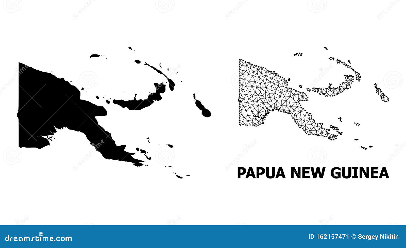 Linear Map Of Papua New Guinea With Rainbow Colored Gradient Cartoon ...
