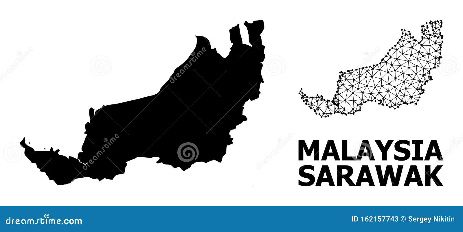 Solid and Wire Frame Map of Sarawak Stock Vector - Illustration of ...