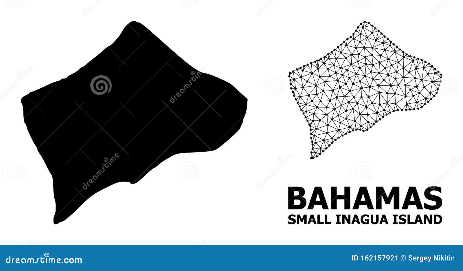 Solid and Wire Frame Map of Small Inagua Island Stock Vector ...