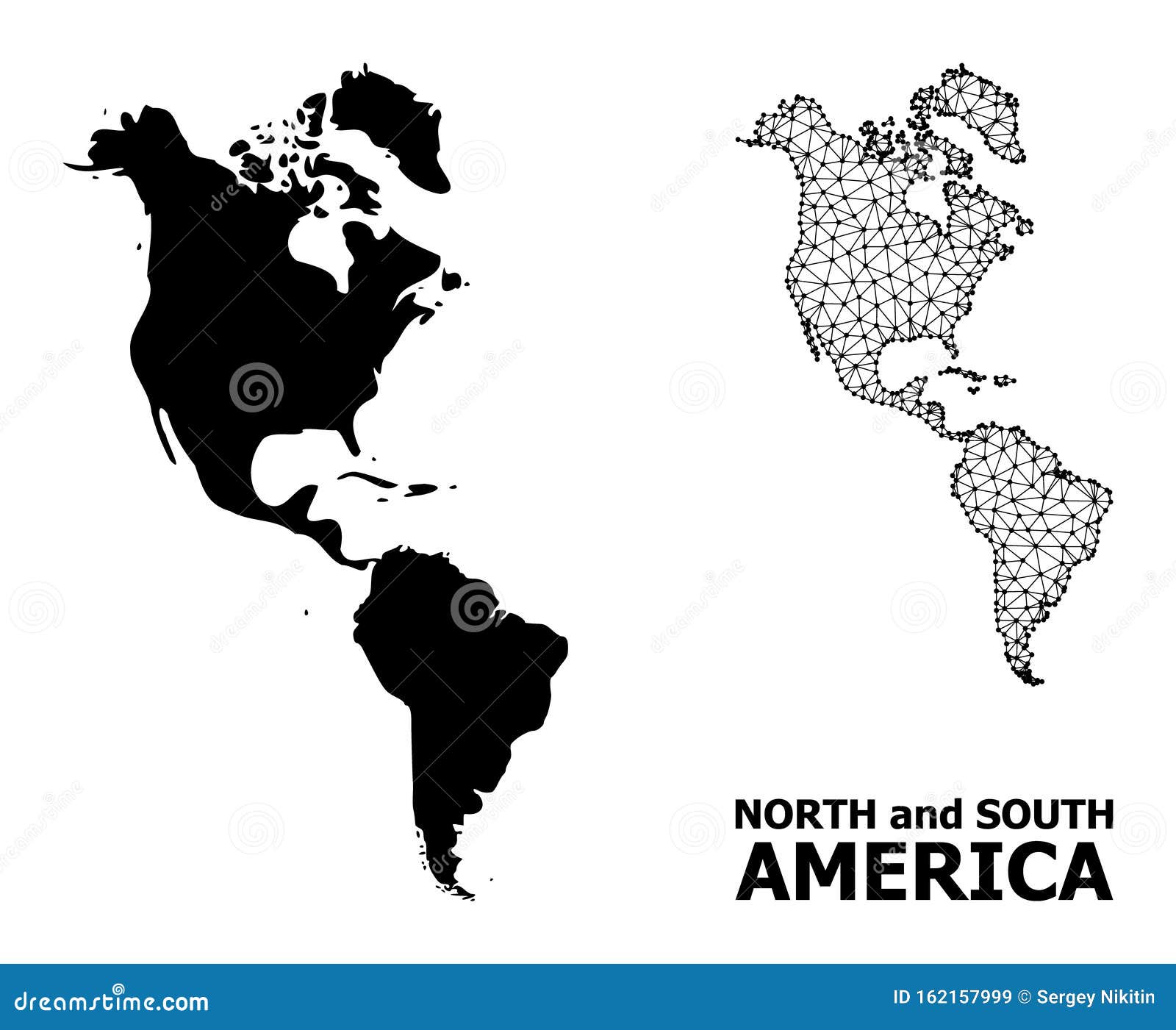 Solid and Wire Frame Map of South and North America Stock Vector ...