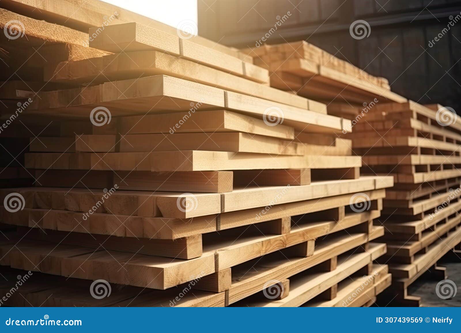 Solid Wood Deck Board Stack for Construction and Finishing Works Stock ...