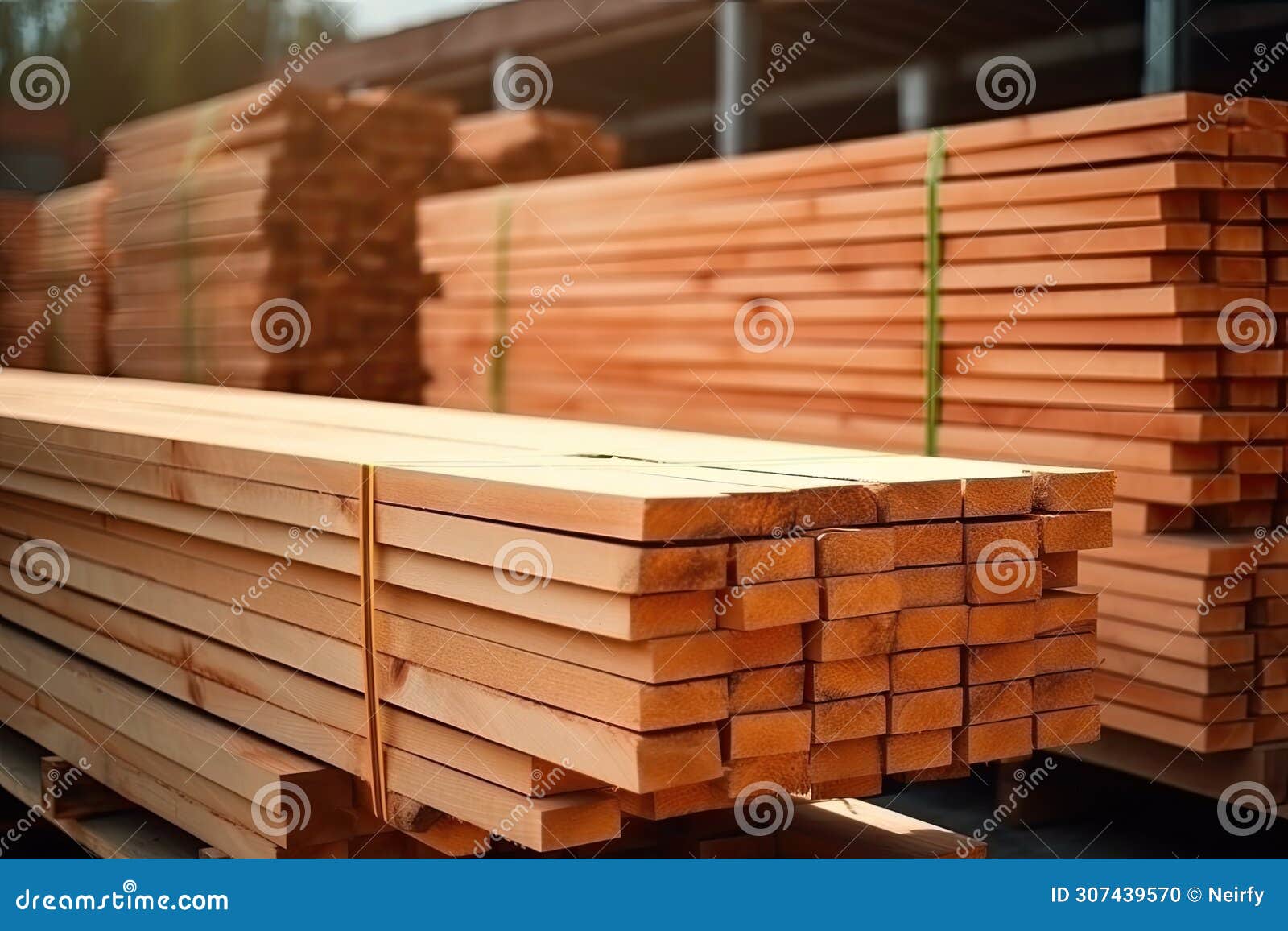 Solid Wood Deck Board Stack for Construction and Finishing Works Stock ...