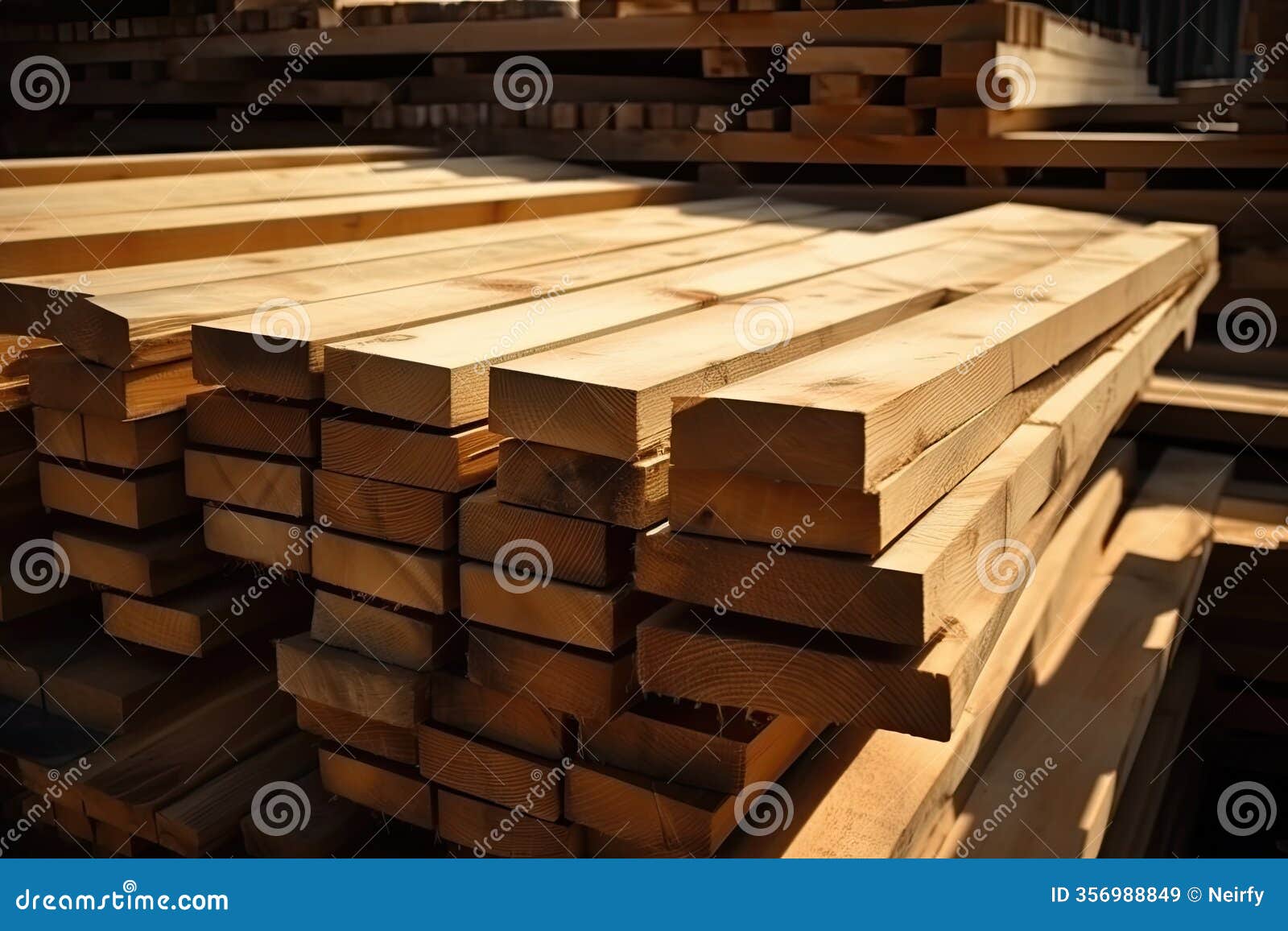Solid Wood Deck Board Stack for Construction and Finishing Works Stock ...