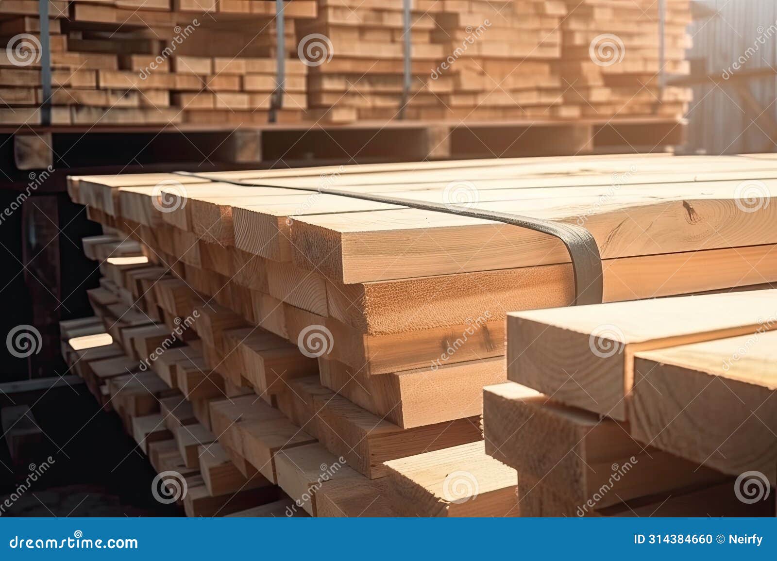 Solid Wood Deck Board Stack for Construction and Finishing Works Stock ...