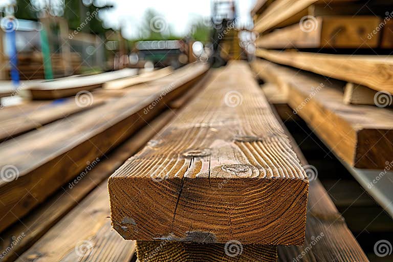 Solid Wood Deck Board Stack for Construction and Finishing Works Stock ...