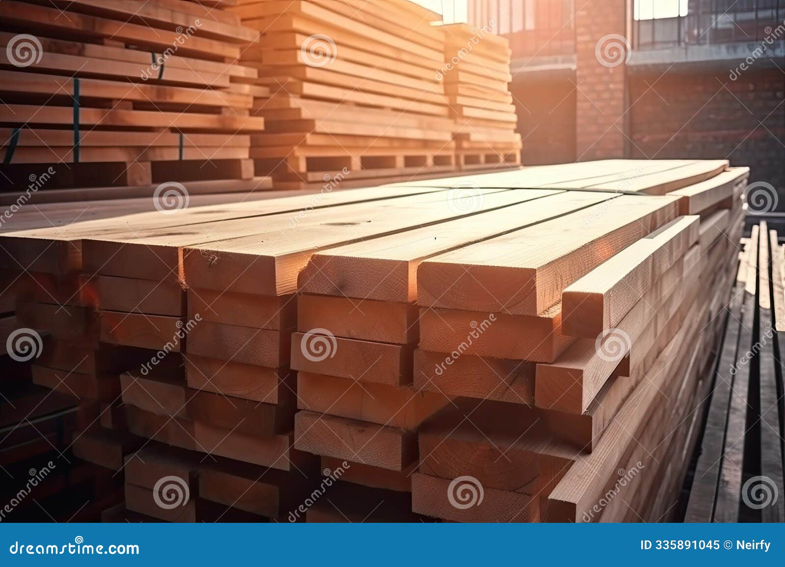 Solid Wood Deck Board Stack for Construction and Finishing Works Stock ...