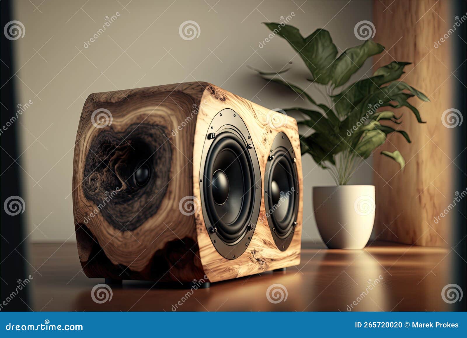 Solid Wood Design Speaker System for Home Entertainment. Generative Ai ...