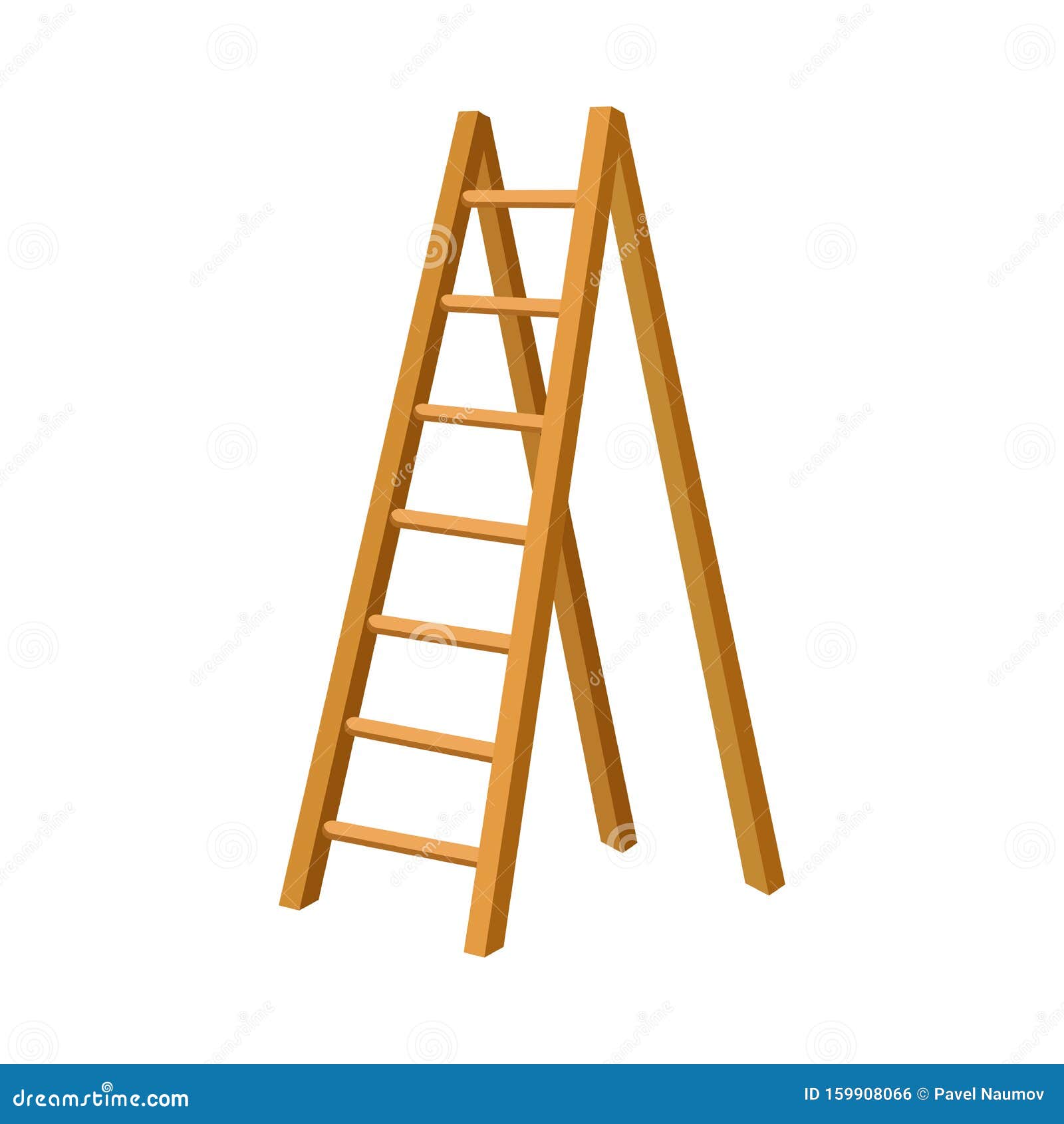 Wooden Step Folding Ladder Vector Illustration On White Background ...