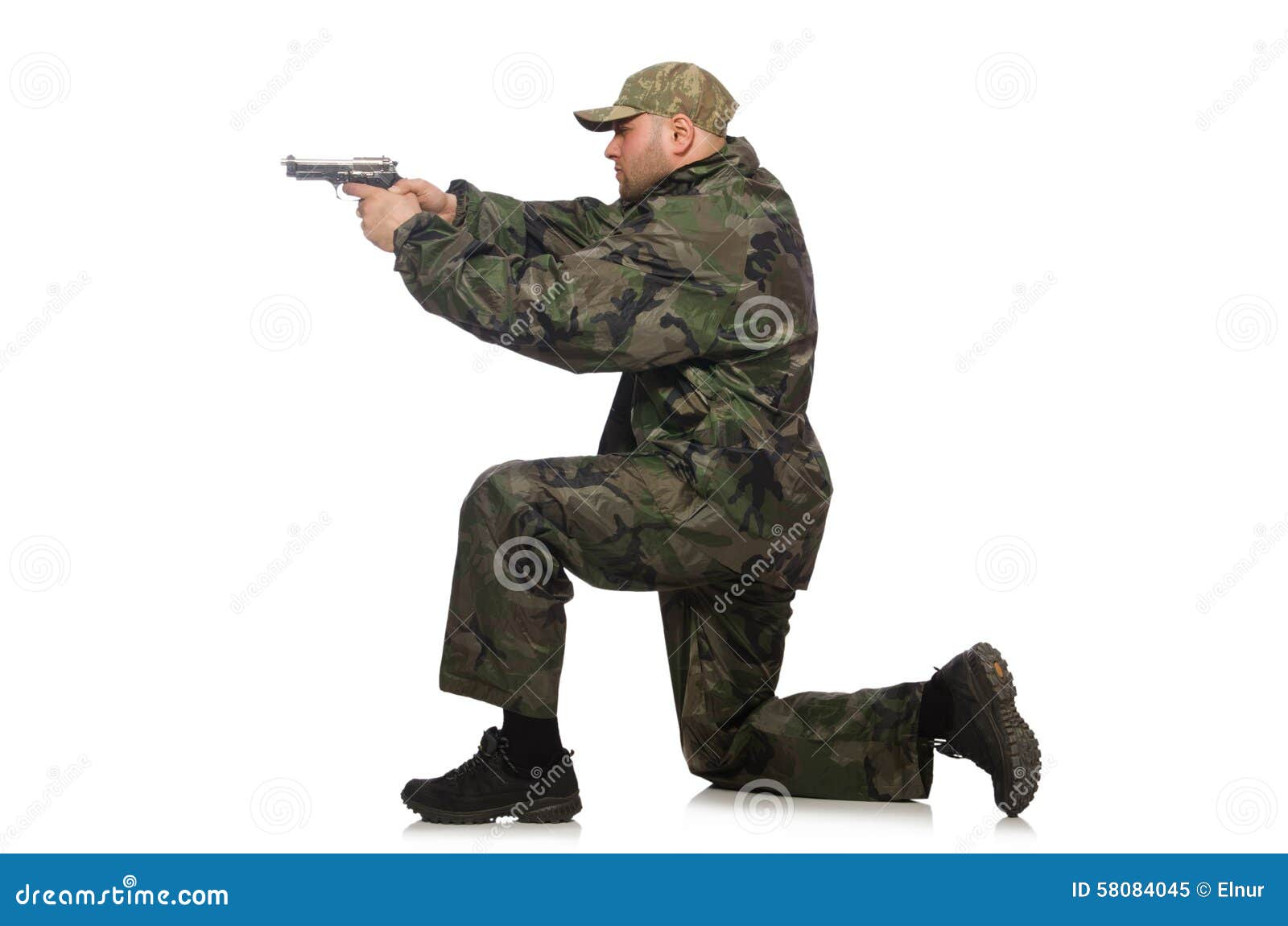 Solider Holding Gun Isolated on White Stock Image - Image of combatant ...