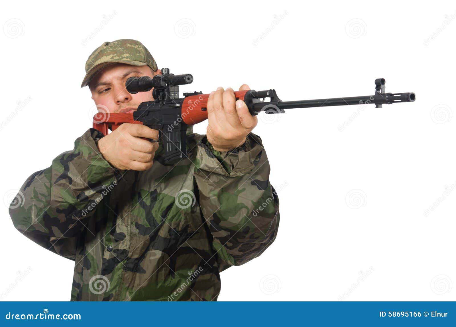 Solider Holding Gun Isolated on White Stock Photo - Image of model ...