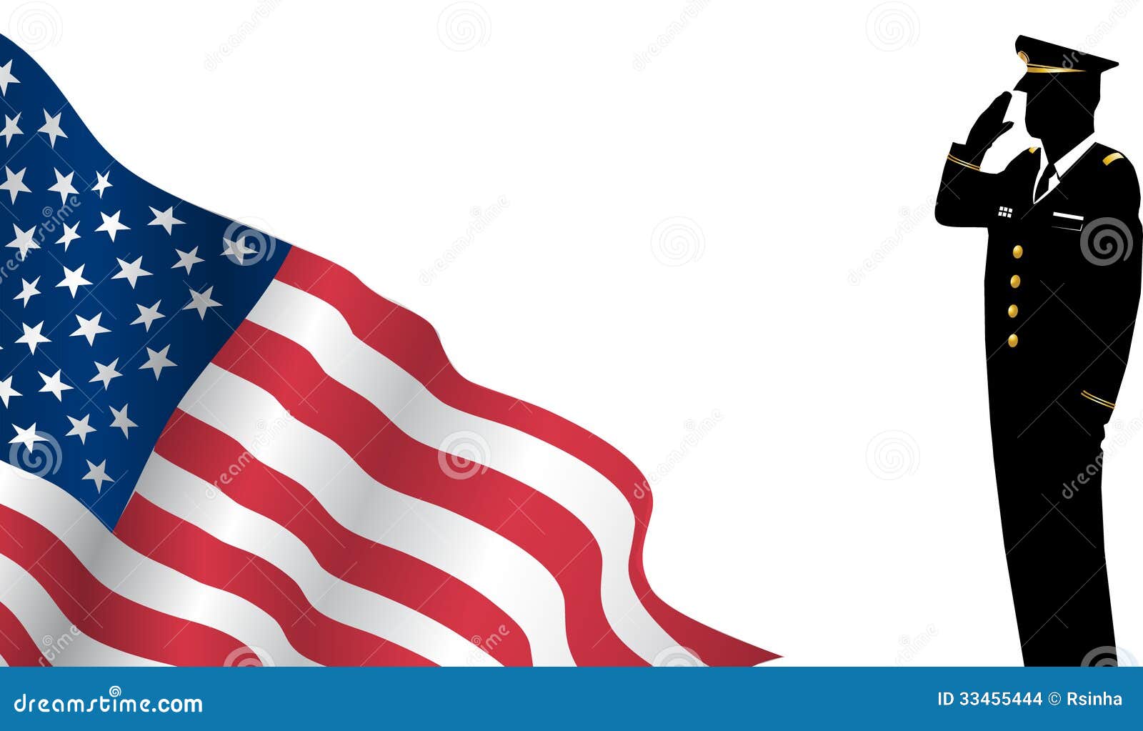 Solider Standing in Front of Us Flag Saluting Stock Vector ...