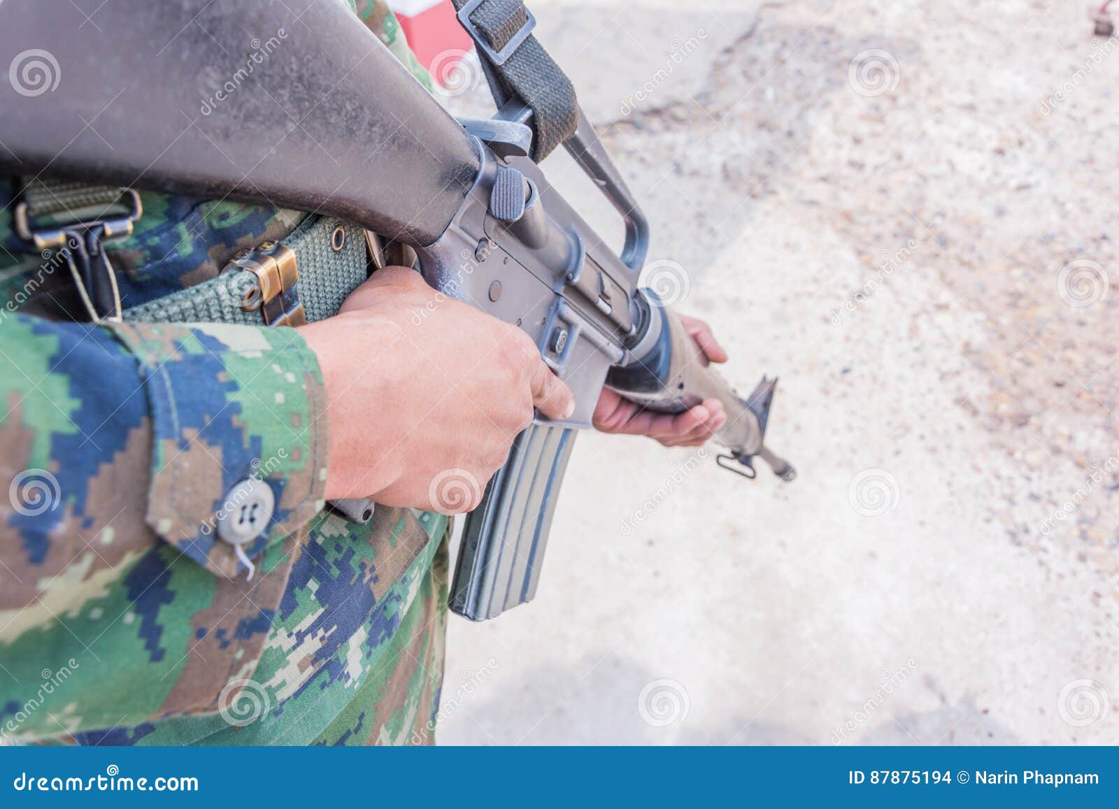 Solider Thai Navy Use Right Hand Hold Weapon Stock Photo - Image of ...