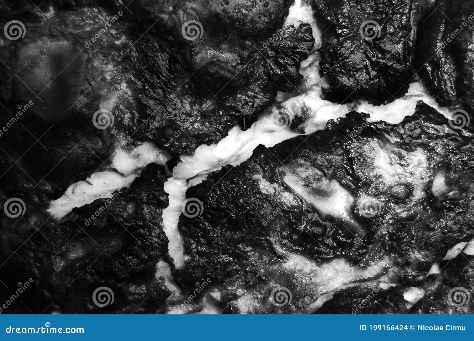 Solidified Hot White Lava Texture of Eruption Volcano in Black and ...