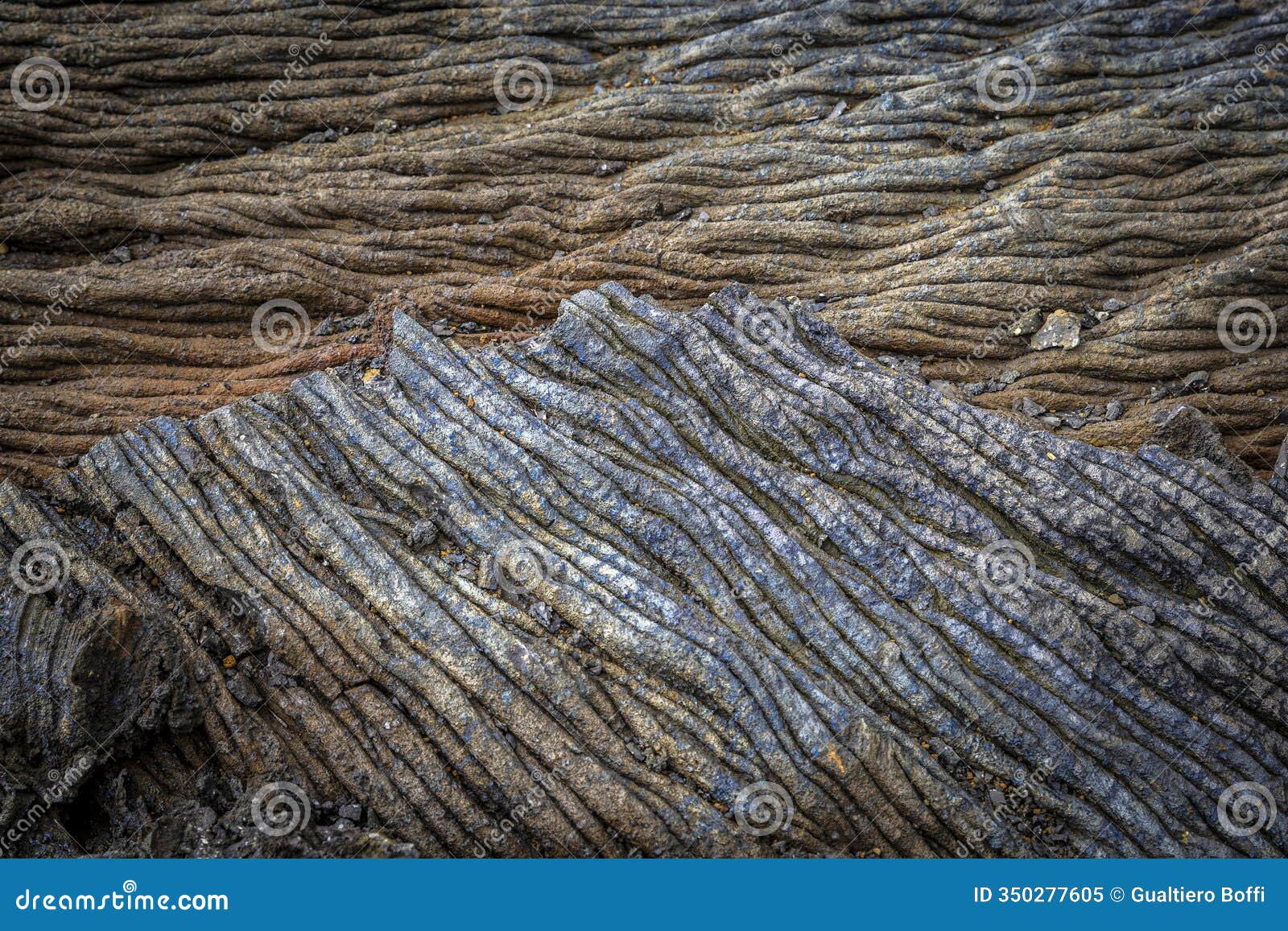 Solidified Lava Showing Pahoehoe Ropy Surface Texture Stock Image ...