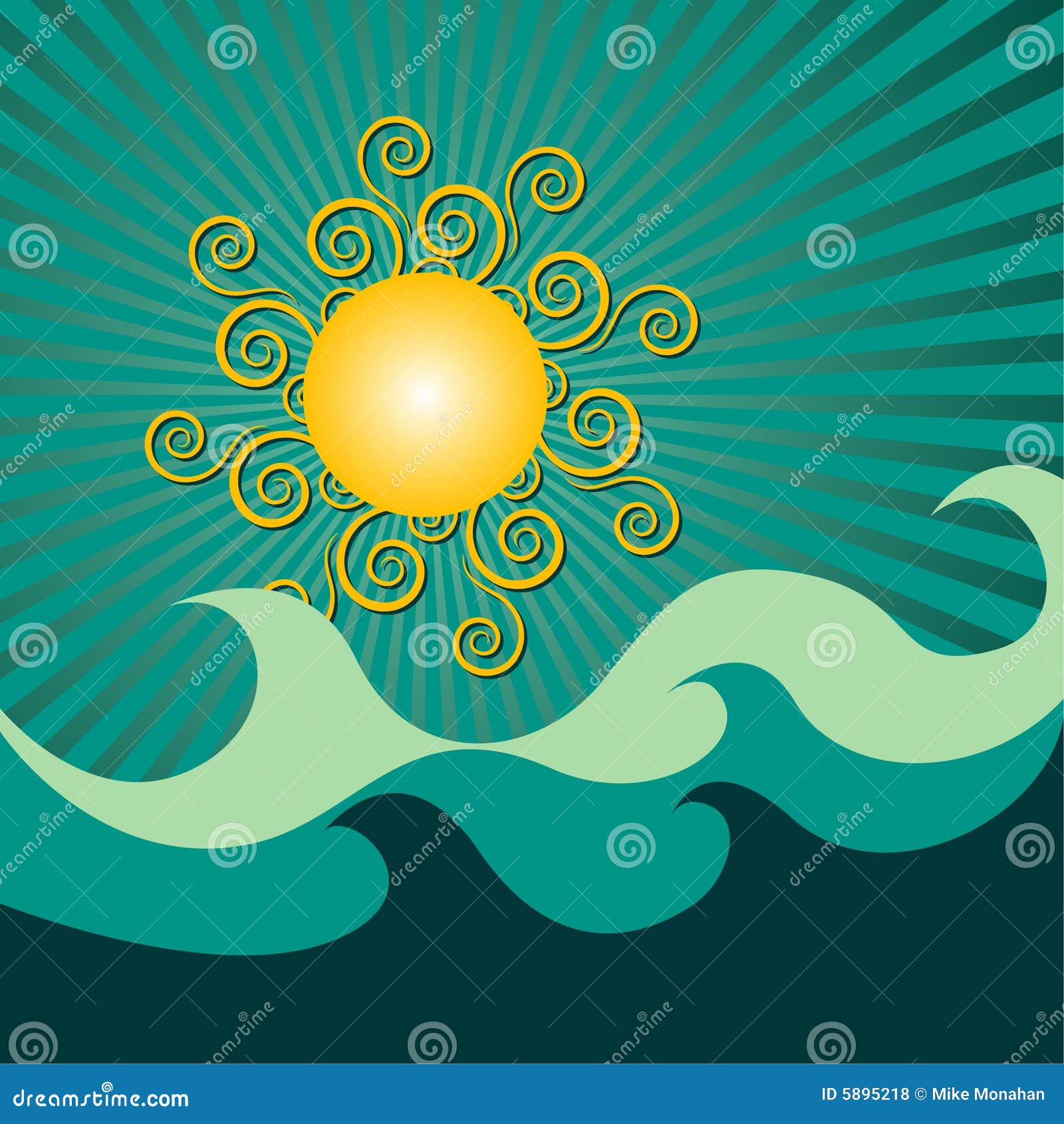 Soligt illustrationhav vektor illustrationer. Illustration av ...