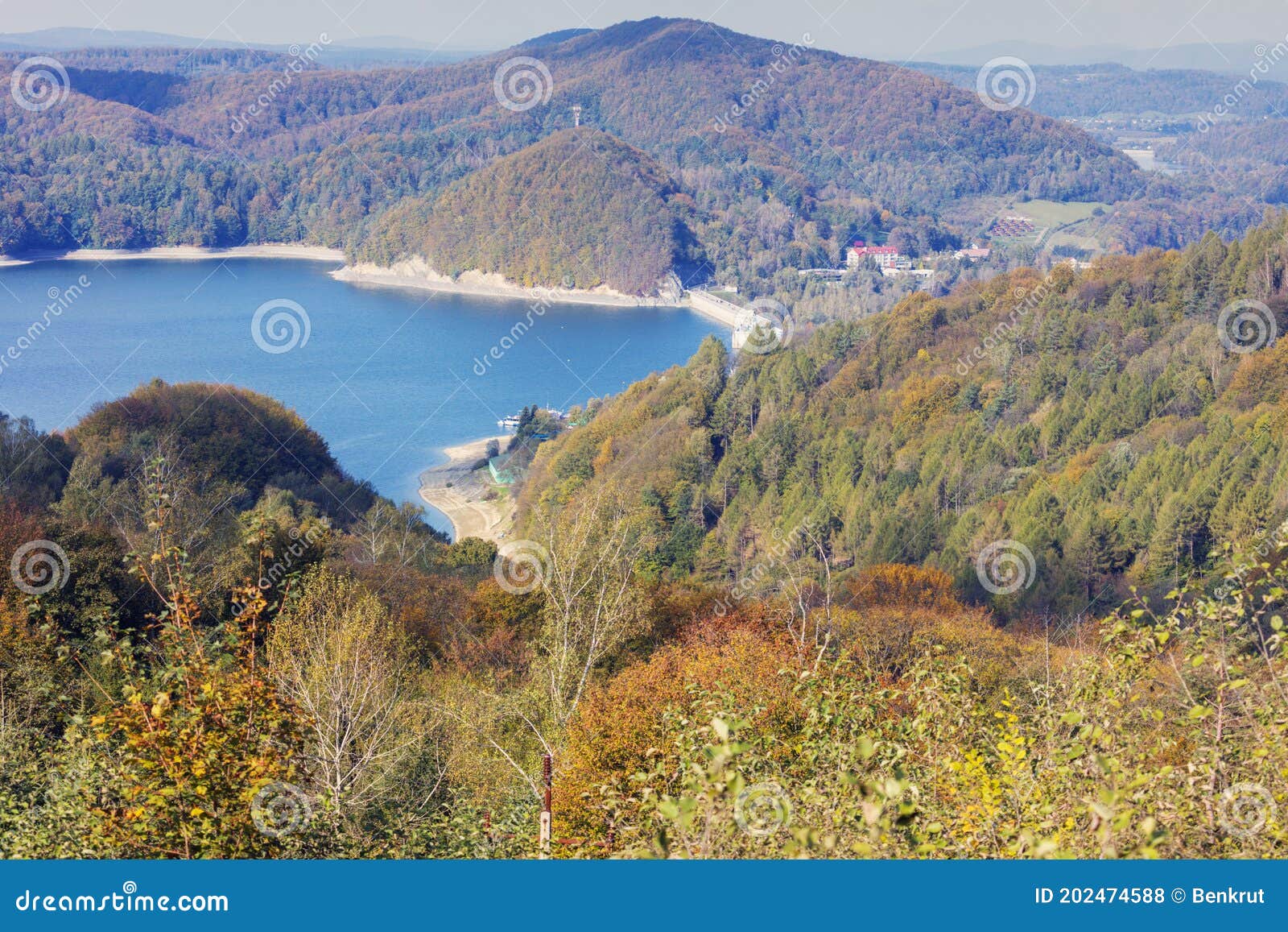 Solina Lake and Dam stock photo. Image of sunny, outdoors - 202474588