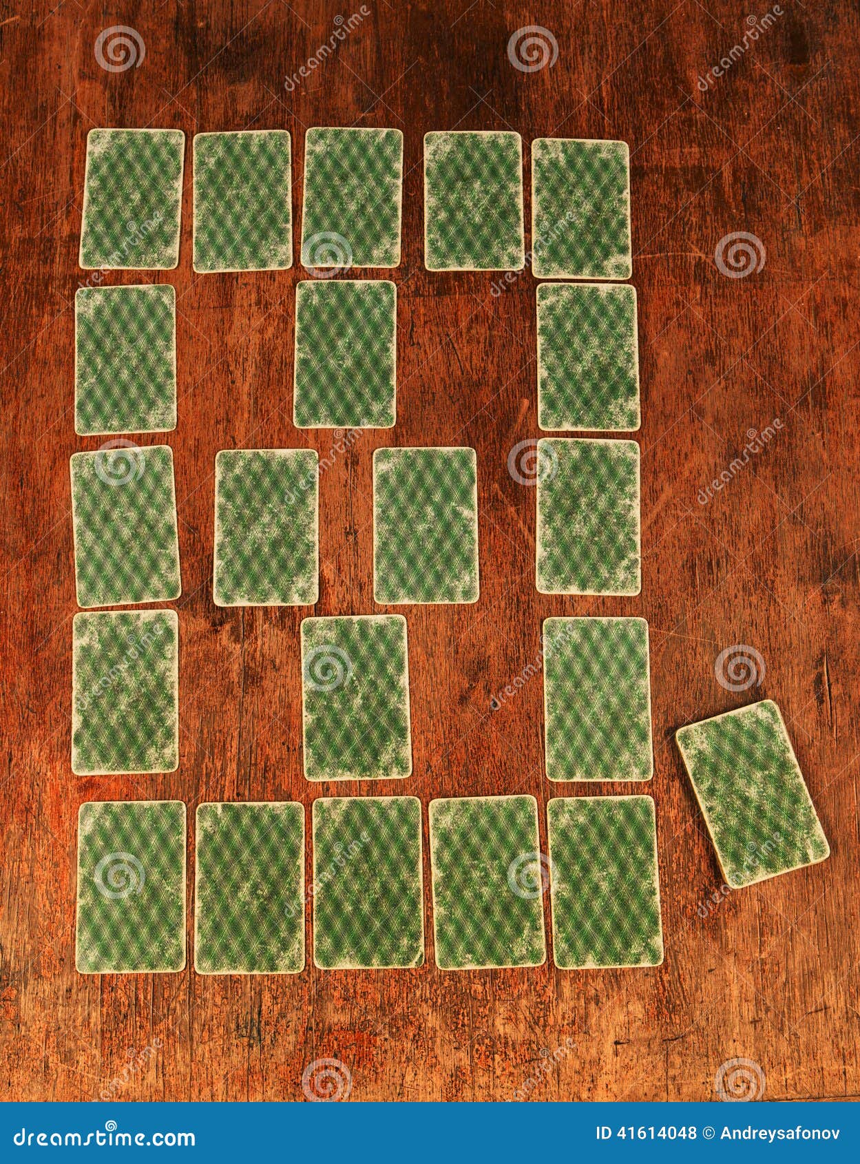 Solitaire of Playing Cards on a Wooden Table Stock Photo - Image of ...