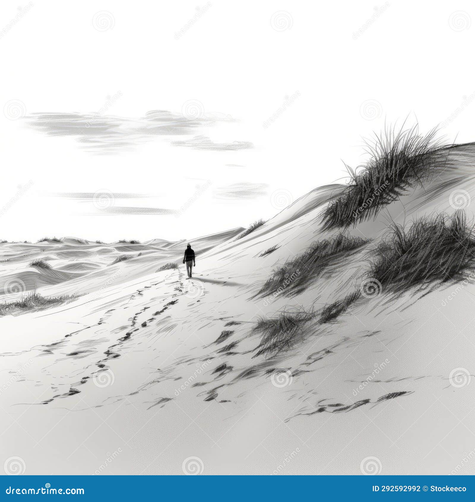 Solitary Ashley: a Minimalistic Pencil Sketch of a Man Walking in Sand ... Solitary Ashley: a Minimalistic Pencil Sketch of a Man Walking in Sand ...