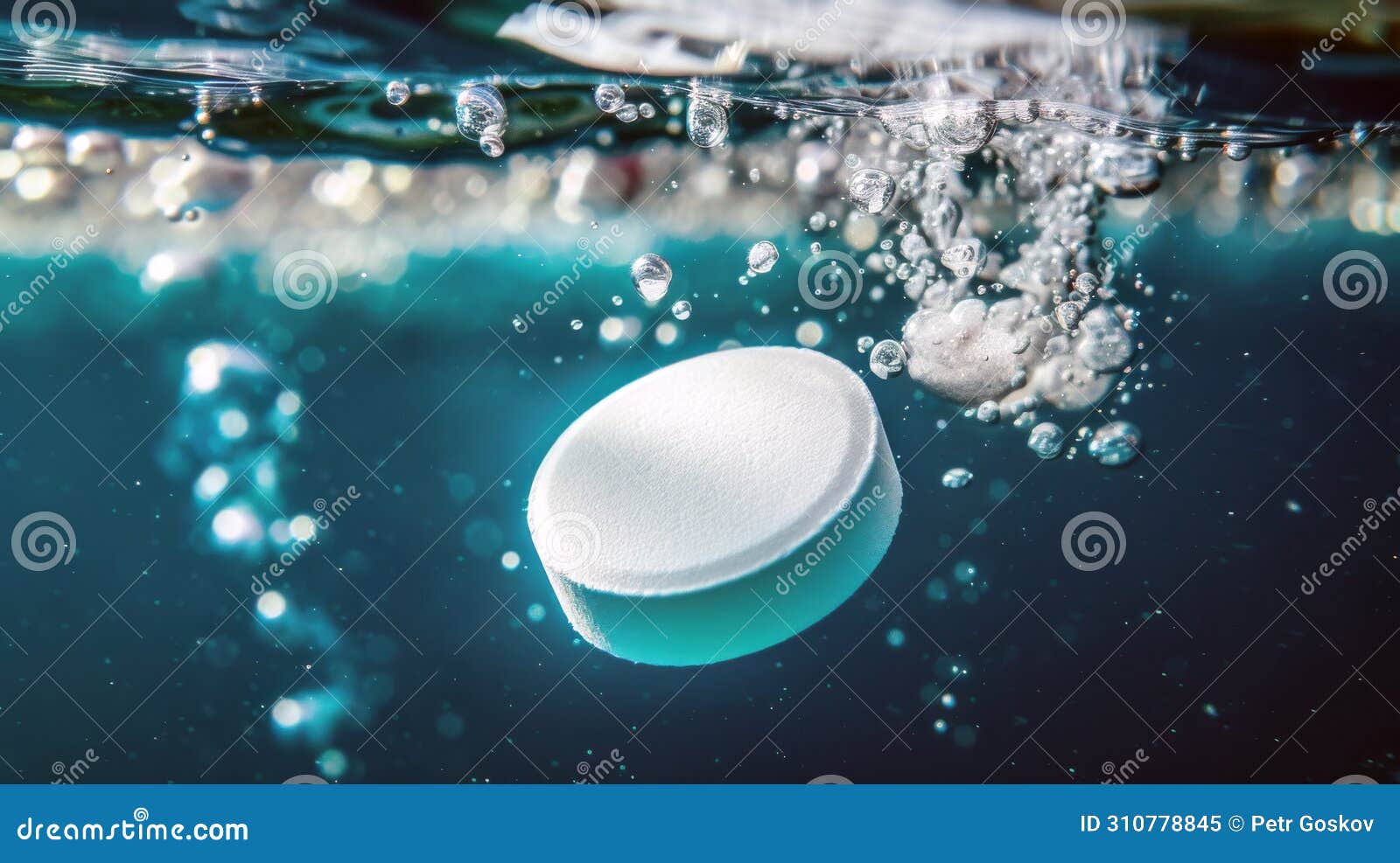 Solitary Effervescent Tablet Dissolving in Water Stock Image - Image of ...