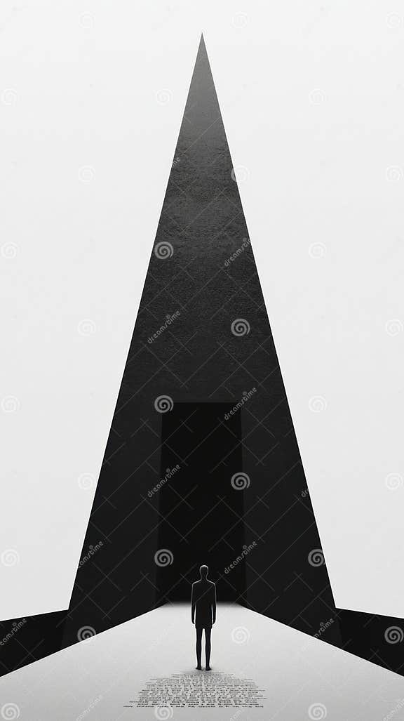 A Lone Figure Stands before a Towering Triangular Structure, Evoking ...