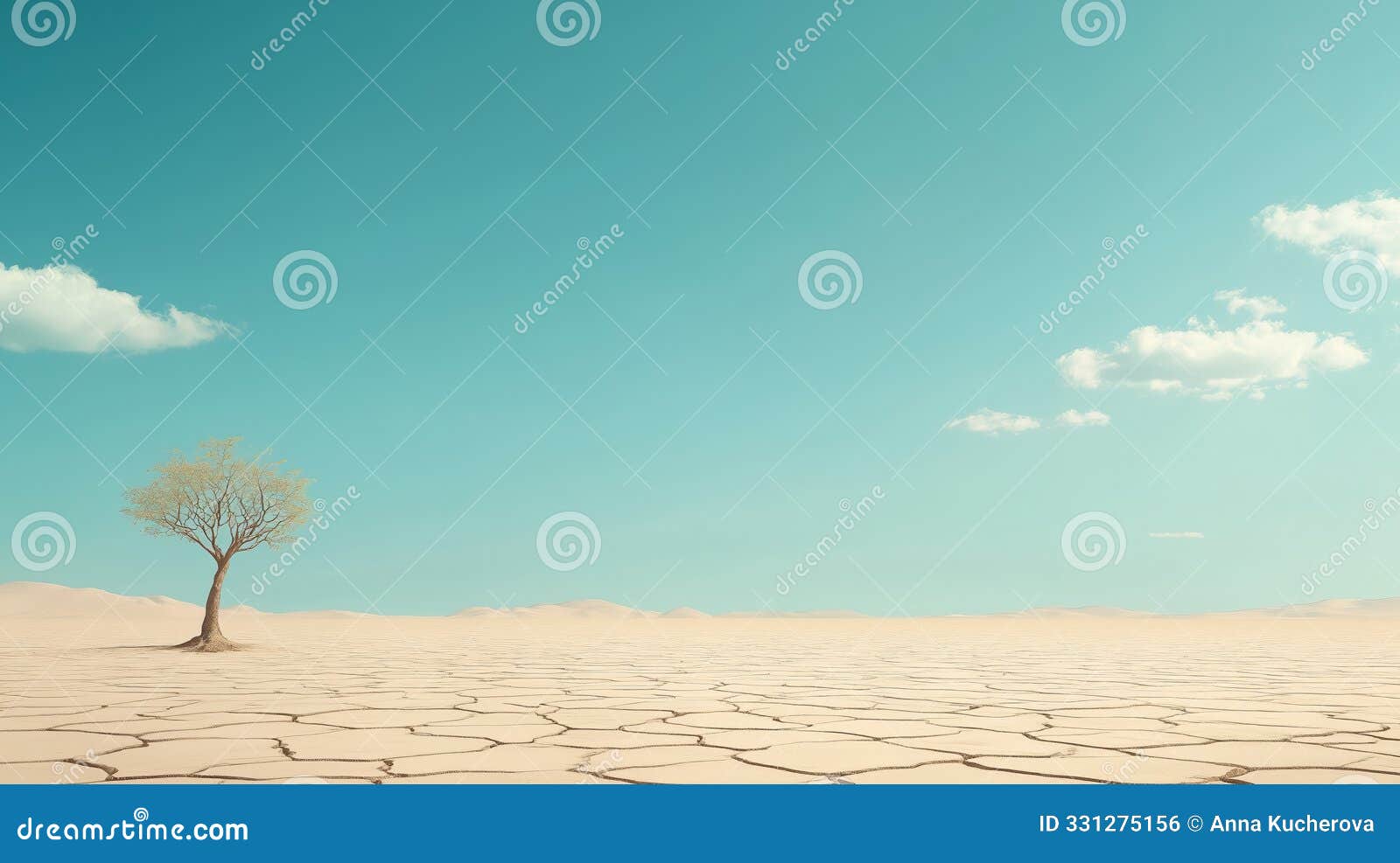 Solitary Tree In Vibrant Desert Landscape Royalty-Free Stock Photo ...