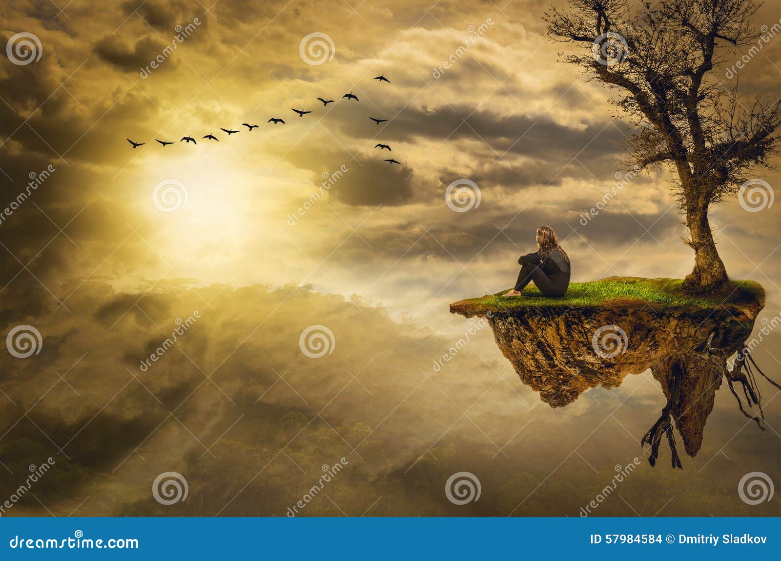Solitude illustration stock. Illustration du contemplation - 57984584