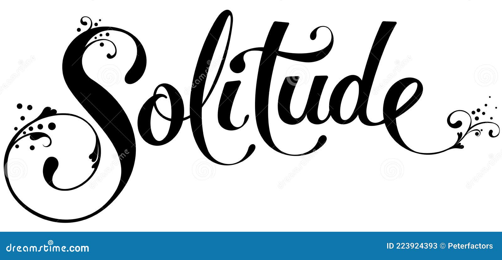Solitude - Custom Calligraphy Text Stock Vector - Illustration of area ...