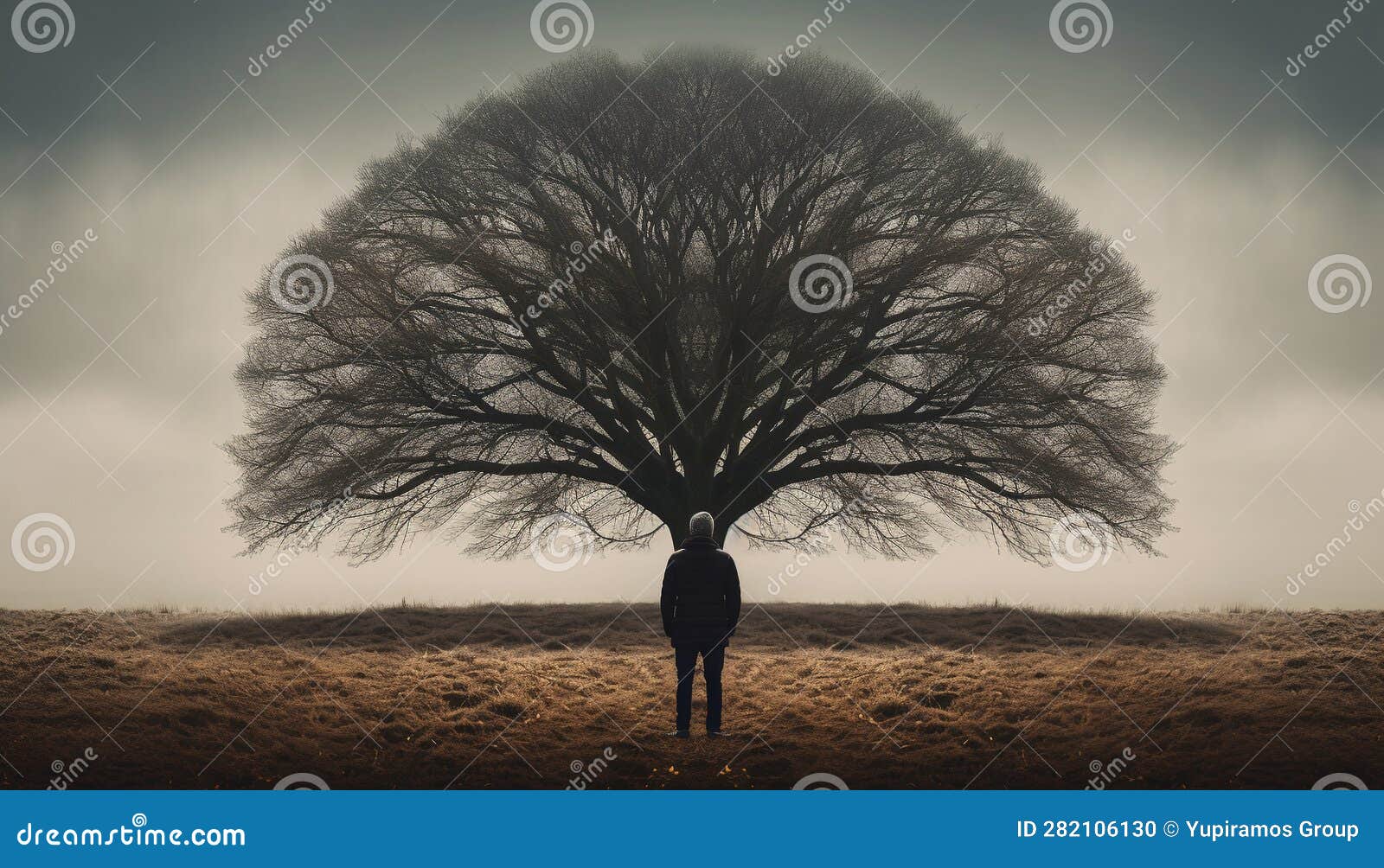 Solitude in Nature One Person Standing, Back Lit by Sunset Generated by ...